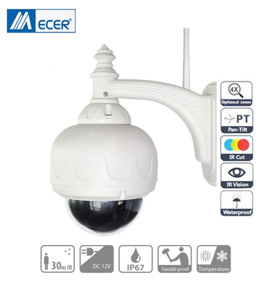 Caméra IP dôme extérieure motorisée zoom optique 4X Mecer